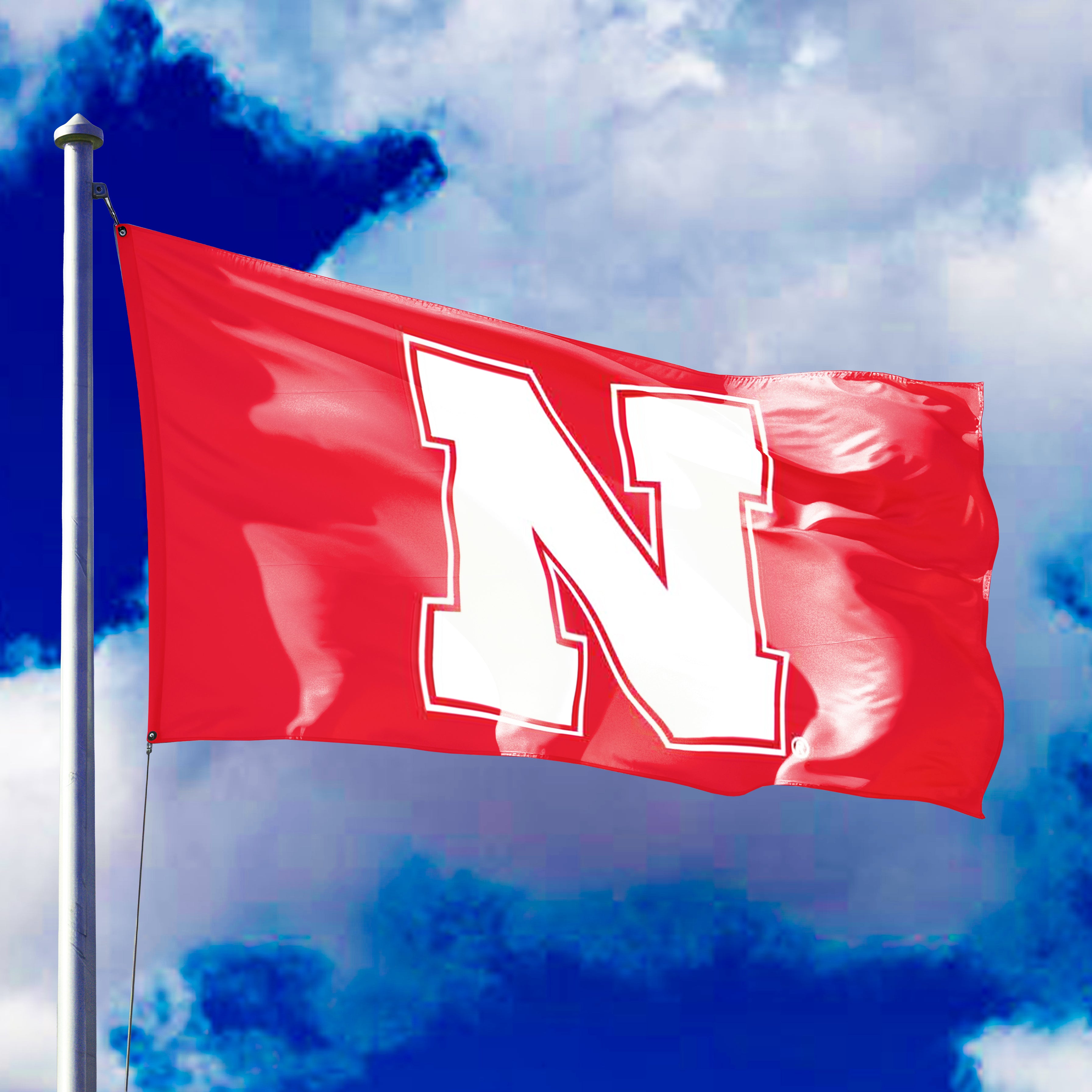 Block N - 8ft x 12ft Flag Single Sided Applique Nebraska Cornhuskers