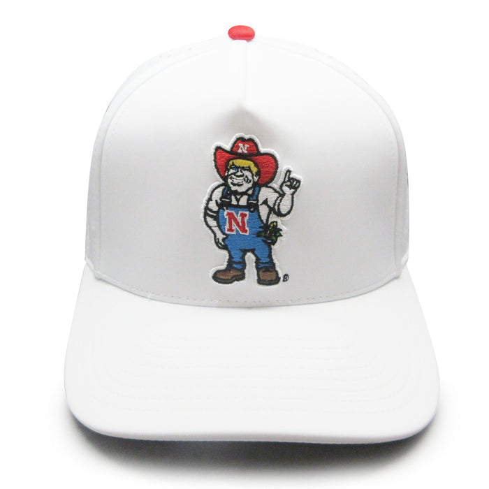 NeoCool Perforated 5-Panel White Herbie Hat, Curved Bill, Snapback - N