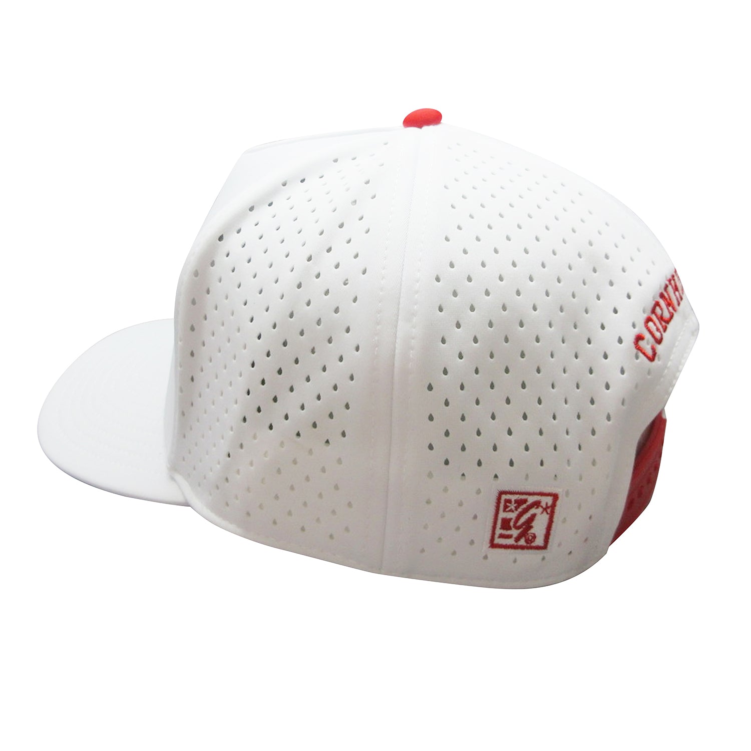 NeoCool Perforated 5-Panel White Herbie Hat, Curved Bill, Snapback - N