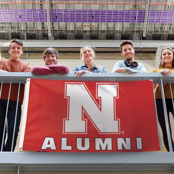 Red Alumni - Deluxe Flag Single Sided Silk Screened 3ft x 5ft Nebraska